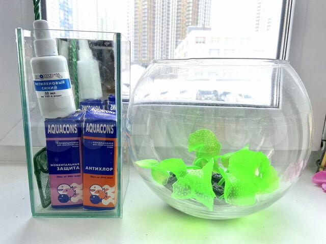 Аквариум и набор для рыбок